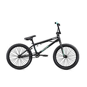 Mongoose Legion L10 Kids Freestyle Sidewalk BMX Bike, Beginner Riders, Boys and Girls, 20 Inch Wheels, Hi-Ten Steel Frame, Micro Drive 25x9T BMX Gearing, Black/Teal