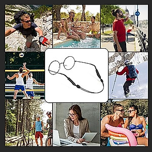 ATiC Glasses Strap, Adjustable Sunglasses Strap, Sports Eyeglass Holder Strap, No Tail Eyewear Retainer Glasses Lanyard for Men Women, Pack of 4, Black