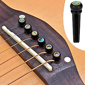 Blisstime 6 String Acoustic Guitar Bone Bridge Saddle and Nut and 6pcs Ebony Guitar Bridge Pins