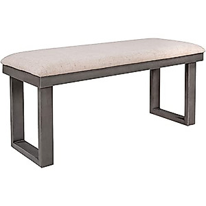 WOZNLA 6-Piece Family Dining Table Set - Rectangular Wood Table with 4 Chairs and 1 Bench, Padded Cushion Seating for 6, Modern Grey Finish, Ideal for Kitchen and Dining Room Gatherings