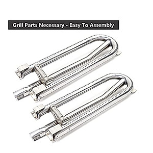 Zemibi 19 1/8 x 6 Inch Burner Tubes, Burner Gas Grill Replacement for Brinkmann 810-8905-S, 810-8907-S, Charmglow 810-8905-S, 810-8907-S, 3 Pack Stainless Steel Pipe Center-Fed Grill Burner