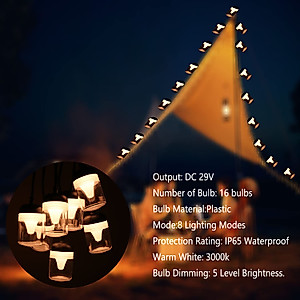 52.5ft Outdoor String Lights LUISTUL, Patio String Light with 16 Warm White shatterproof led Bulbs dimmable Controller for Garden Backyard Christmas Porch Hanging Decor