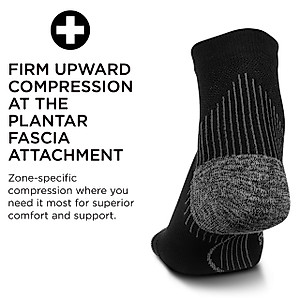 Feetures Plantar Fasciitis Relief Cushion Quarter Sock- Targeted Compression Sock for Men & Women- Large, Black