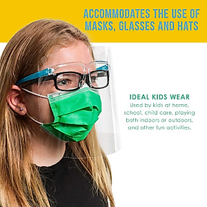 TCP Global Salon World Safety Kids Face Shields with Glasses Frames (Pack of 5) - 5 Colors, 1 Each - Protective Face Shields