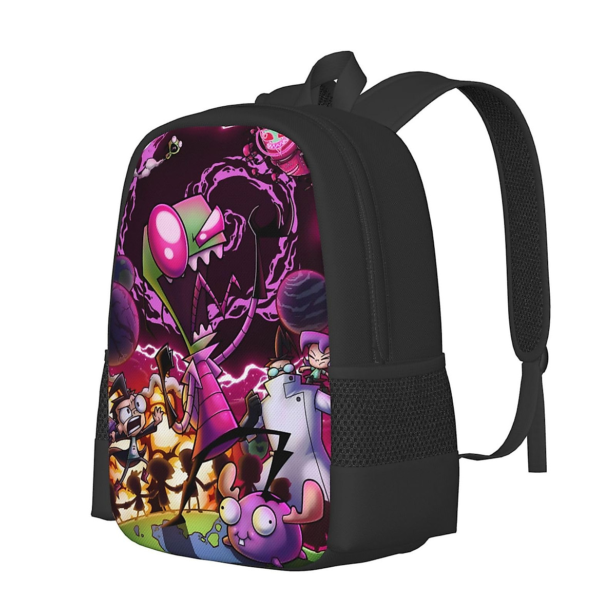 CONPELSON Backpacks Invader Anime Zim Adjustable Laptop Backpack Double Shoulder Bag for Women Men Climbing Shopping Work