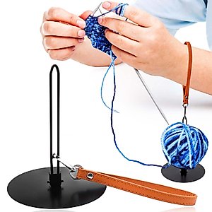 XANGNIER Portable Wrist Yarn Holder with Leather Wristlet Strap,Stainless Steel Yarn Ball Holder for Crocheting on The Go,Yarn Storage Organizer Knitting Supplies Crochet Accessories