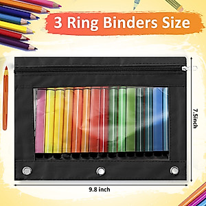 Thenshop 96 Pcs 3 Ring Pencil Pouch, Pencil Zipper Pouches for 3 Ring, Zipper Pencil Pouches Bulk, Binder Pencil Bag, Pencil Cases with Clear Window for Boy Girl School Office Supplies