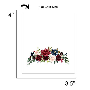 Indigo Floral Table Place Cards (25 Pack) Buffet Signs for Bridal Shower, Baby Shower, Wedding Seating, Any Event – Fold Over Favor Tag - Folded Tented Blank Card – Rustic Country Party Supplies