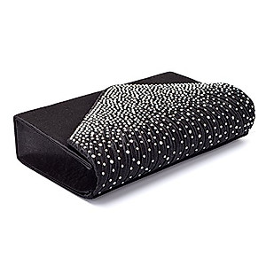 U-Story Women's Rhinestone Satin Frosted Evening Wedding Clutch Bag Handbag Purse (Black)