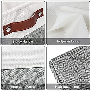 Univivi Fabric Cube Storage Bins 13 x 13 Storage Cube Bins with Hard Bottom and PU Handles Storage Cubes Organizer for Shelf Nursery Home 4 pack（Dark Grey）