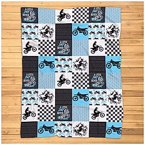 Motocross Blanket, Motocross Baby Boy Blanket, Dirt Bike Baby Blanket, Aqua Blue, Grey, Black, Dirt Bike Motocross Nursery, Blanket, Super Soft Plush Blanket for Kids for Kids, Crib