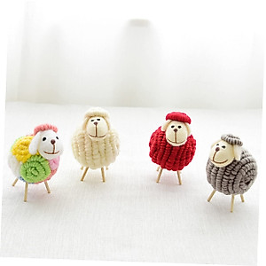 BRIGHTFUFU Mini Sheep Craft Lamb Christmas Ornament Decorative Adornment Handmade Wool Felt Small Decorations for Xmas Tree