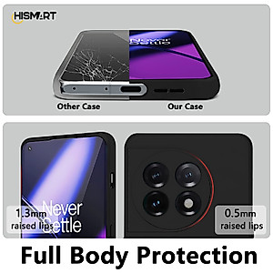 Hismart Phone Case for OnePlus 11(2023), Slim Silicone Mobile Cover Waterproof with Full Camera Protection - Black