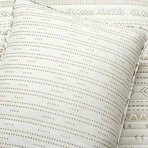 Lush Decor Hygge Stripe Oversized Reversible 3 Piece Quilt Set, King, Neutral & White