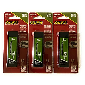 O L F A OLFA 9149 ABB-50B 9mm UltraSharp Black Snap-Off Blade, 50-Pack (3 Pack)