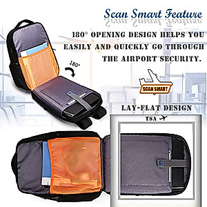 TUDEQU Travel Laptop Backpack,Anti Theft Extra Large Computer Bag with WET Pocket USB Charging Port,Water Resistant TSA Business Computer Backpack for Men Women Fits 17 Inch Laptop and Notebook