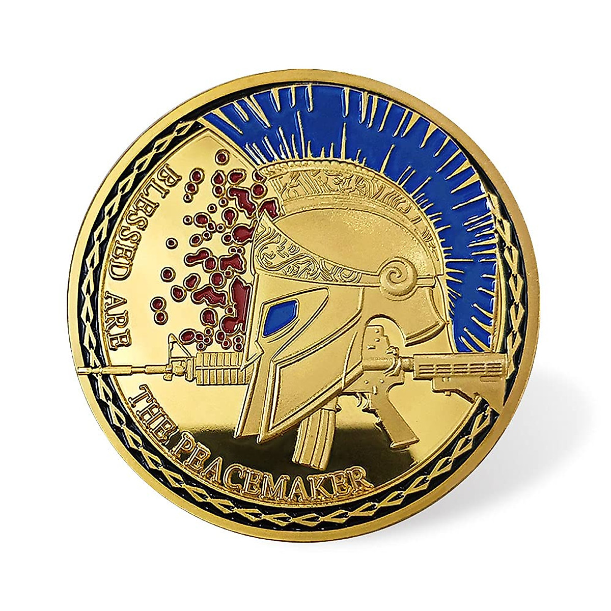 US Police Challenge Coin Thin Blue Line Prayer for Spartan Warrior Commemorative Collection