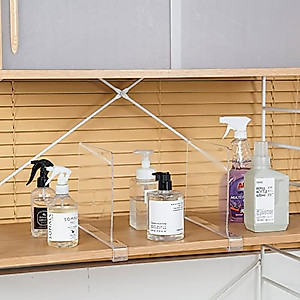 2PCS Acrylic Clear Shelf Dividers, Closet Dividers for Shelves, Shelf Separators in Closet, Wood Shelf Organizer for Closet, Bedroom, Kitchen and Office