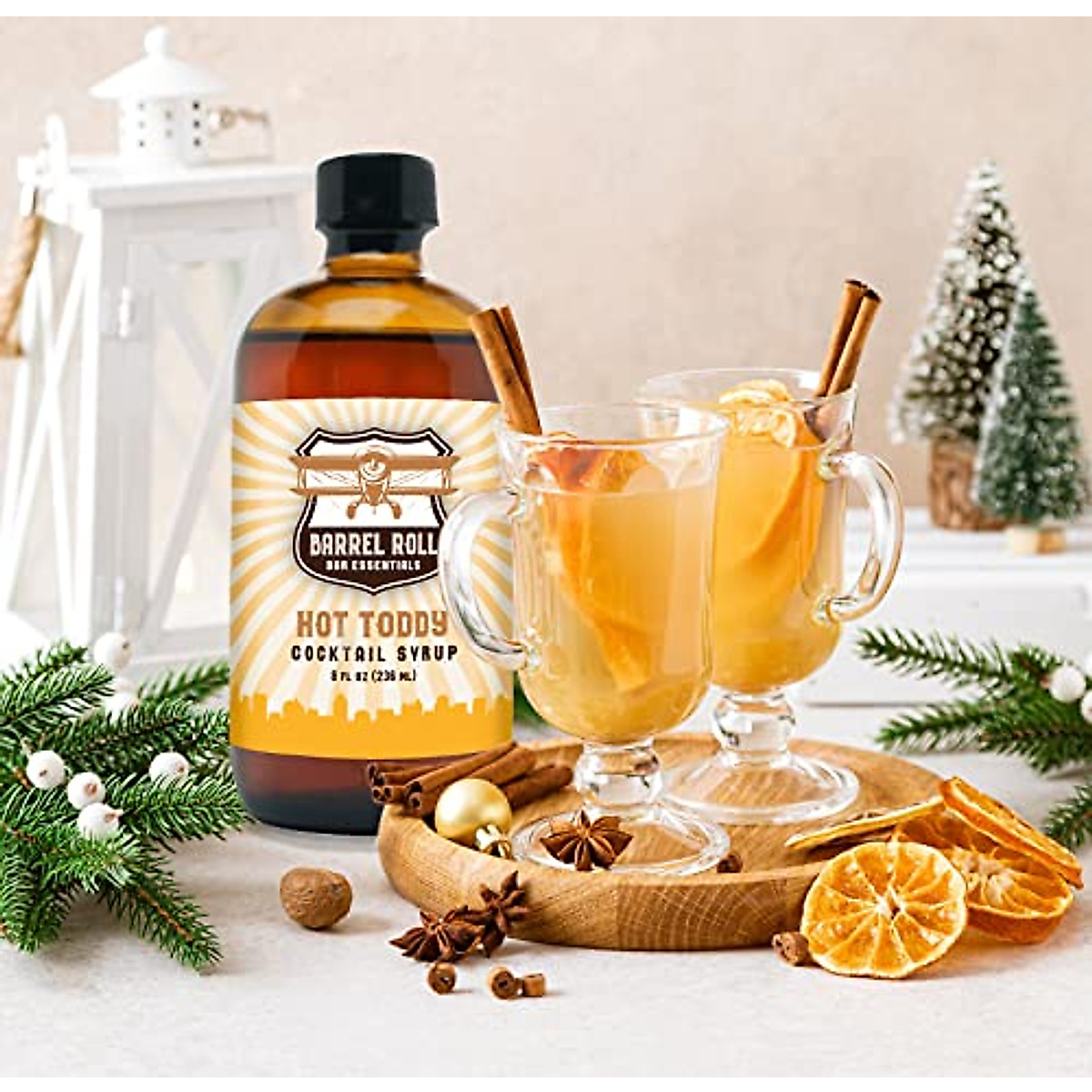 Barrel Roll Bar Essentials Cocktail Mixers - Hot Toddy Cocktail Mix - All-Natural Hot Toddy Drink Mix - USA Handcrafted Cocktail Syrups - Small Batch Cocktail Bitters with Real Cane Sugar -2 x 8 Ounce