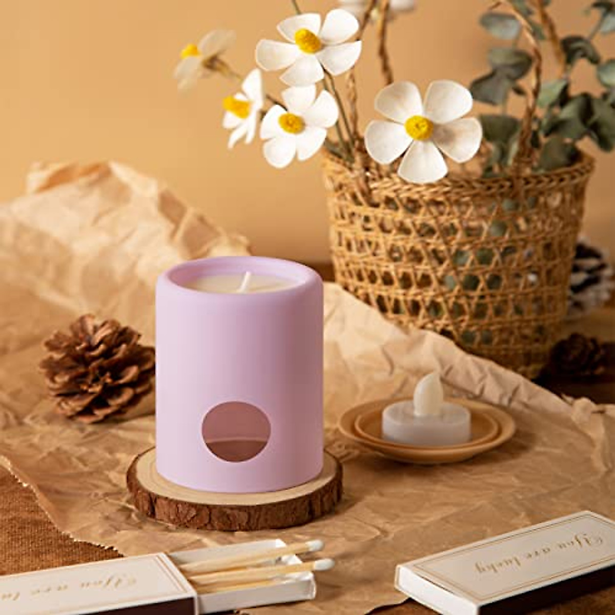 Eucalyptus & Chamomile Scented Candle with 72-Hour LED Light,Healing Moon and 2-in-1 Design,1.3oz Soy Wax 10 Hours Long Lasting Burn,Candles for Home Scented Perfect Spiritual Aromatherapy Gift