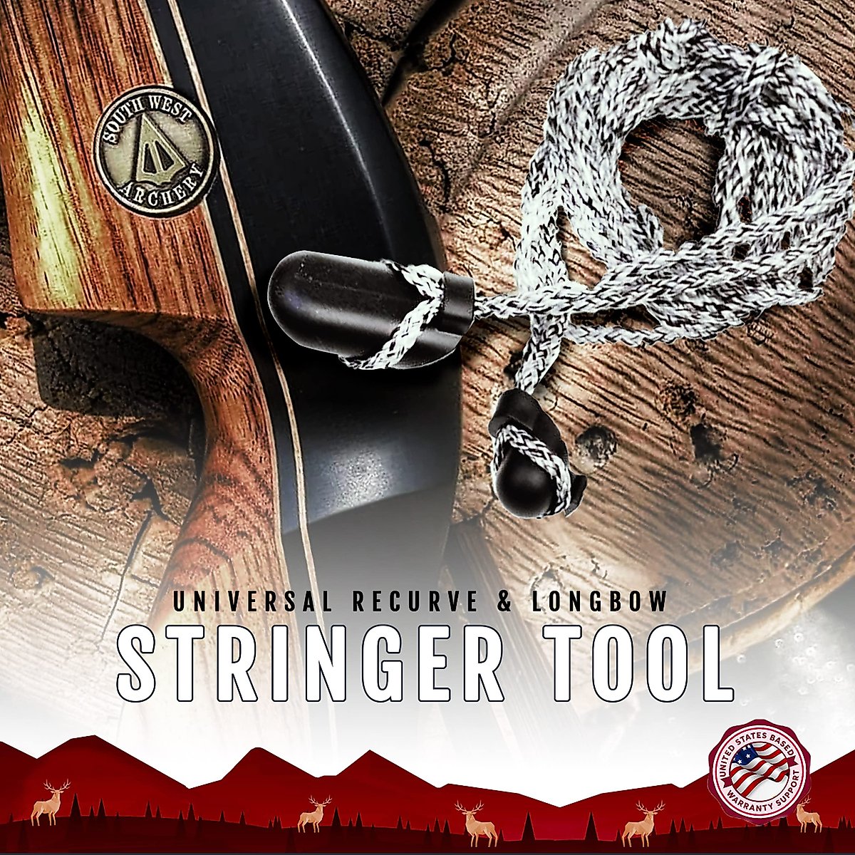 Southwest Archery Universal Recurve & Long Bow Stringer Tool – Instructional Video Link Included – Designed for All Bows Like The Samick Sage