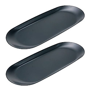 Savagrow 2pcs Northern Europe Style Stainless Steel Towel Trays Cosmetics Jewelry Snack Fruit Oval Shape Display Trays, 9 Inch Black