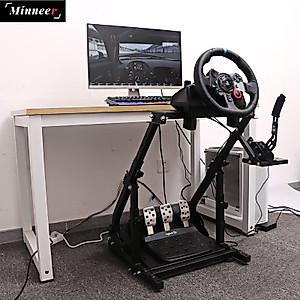Minneer Racing Steering Wheel Stand with Pro Reinforced Parts Fit for Logitech G25,G27,G29,G920 Gaming Racing Simulator Cockpit Wheel, Pedals Not Include