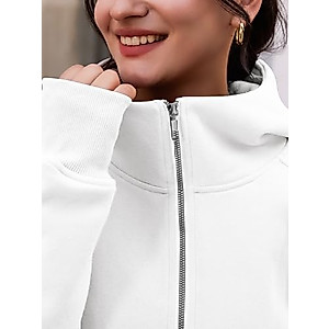 Trendy Queen Womens Zip Up Hoodies Oversized Sweatshirts Fall Outfits Long Sleeve Fleece Sweaters With Pockets Full Zip Winter Jackets Y2k Clothes Teen Girls Fashion