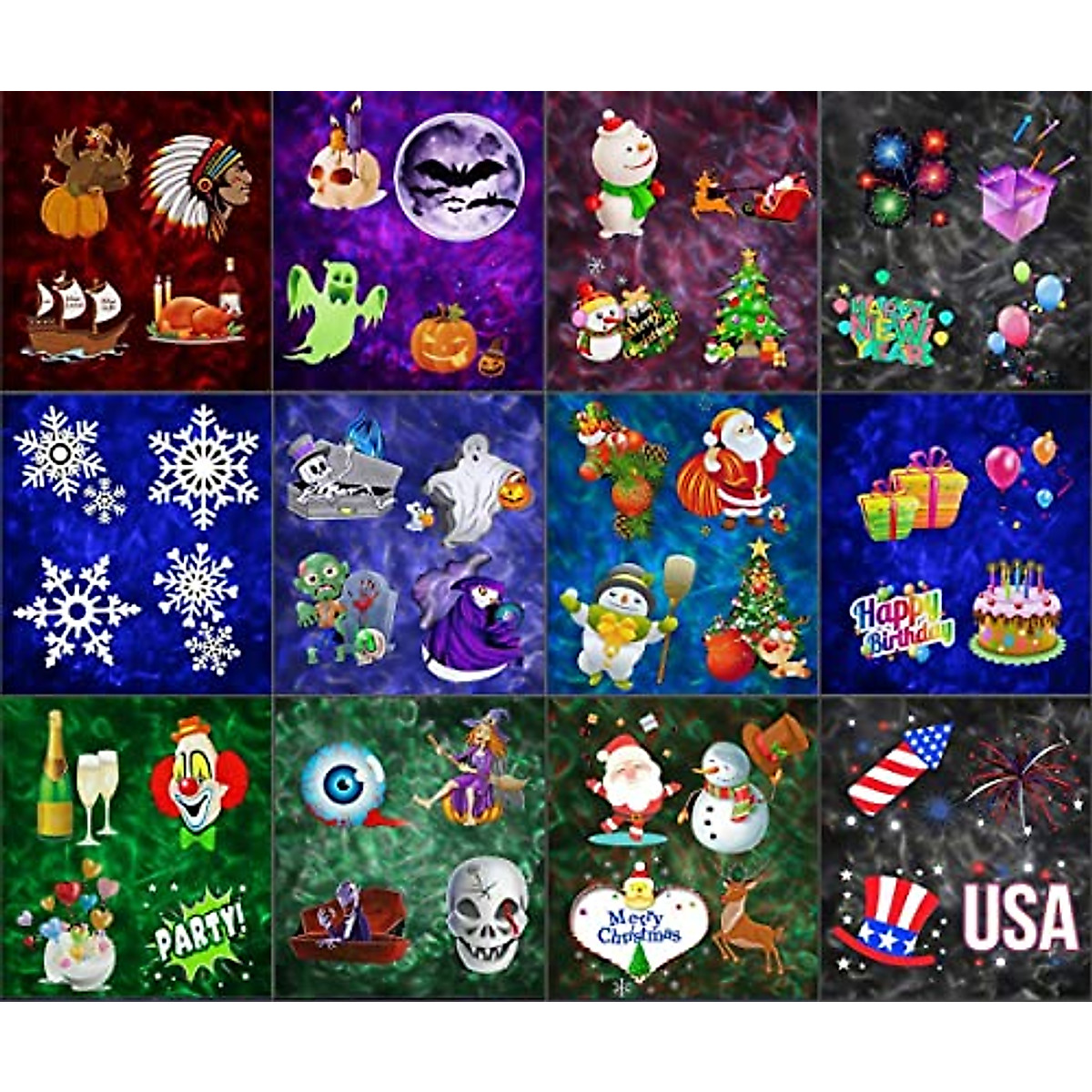 Christmas Projector Lights Outdoor, Holiday Decorations Halloween Led Projector Lights 2-in-1 Moving Patterns and Ocean Wave Ripple Waterproof Snow Light Party Garden