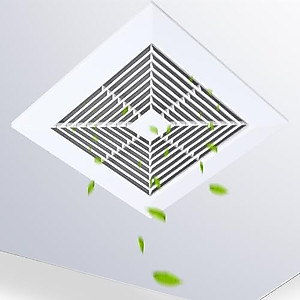 Baquler Exhaust Bathroom Fan Cover Bathroom Ceiling Fan Grille with Springs Plastic Replacement Vent Cover Wall Mount for Square Ceiling for Ventilation Fan (1, 12 x 12'')