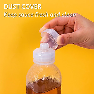 PARBEE 16oz Condiment Squeeze Bottles with Flip Top Lid, 4 Pack Refillable Condiment Containers Ketchup Squeeze Bottles, Leak Proof Dispenser for Syrup Oil BBQ Sauce with Labels & Markers