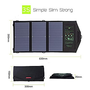 AIZYR Foldable 21W Solar Panel Charger, Lightweight Camping Gear Solar Powered Charger with 2 USB Port for Portable Power Station Generator and USB Devices