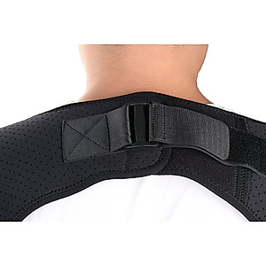 Adjustable Sports Back Shoulder Brace Shoulder Pad Wrap Support Belt Single Sports Pretector - G08 by Mumian Black (Black)