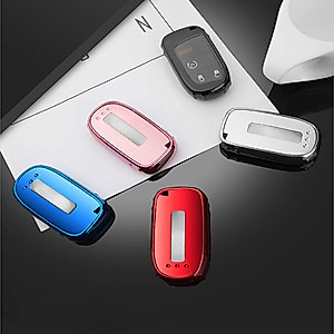 K LAKEY Jeep Key Fob Cover,Fit for Jeep Bottons Remote Key Grand Cherokee Renegade Compass Dodge Durango Journey Charger Challenger Key Fob,Smart Key Fob Soft TPU Case Shell with Alloy Keychain Silver