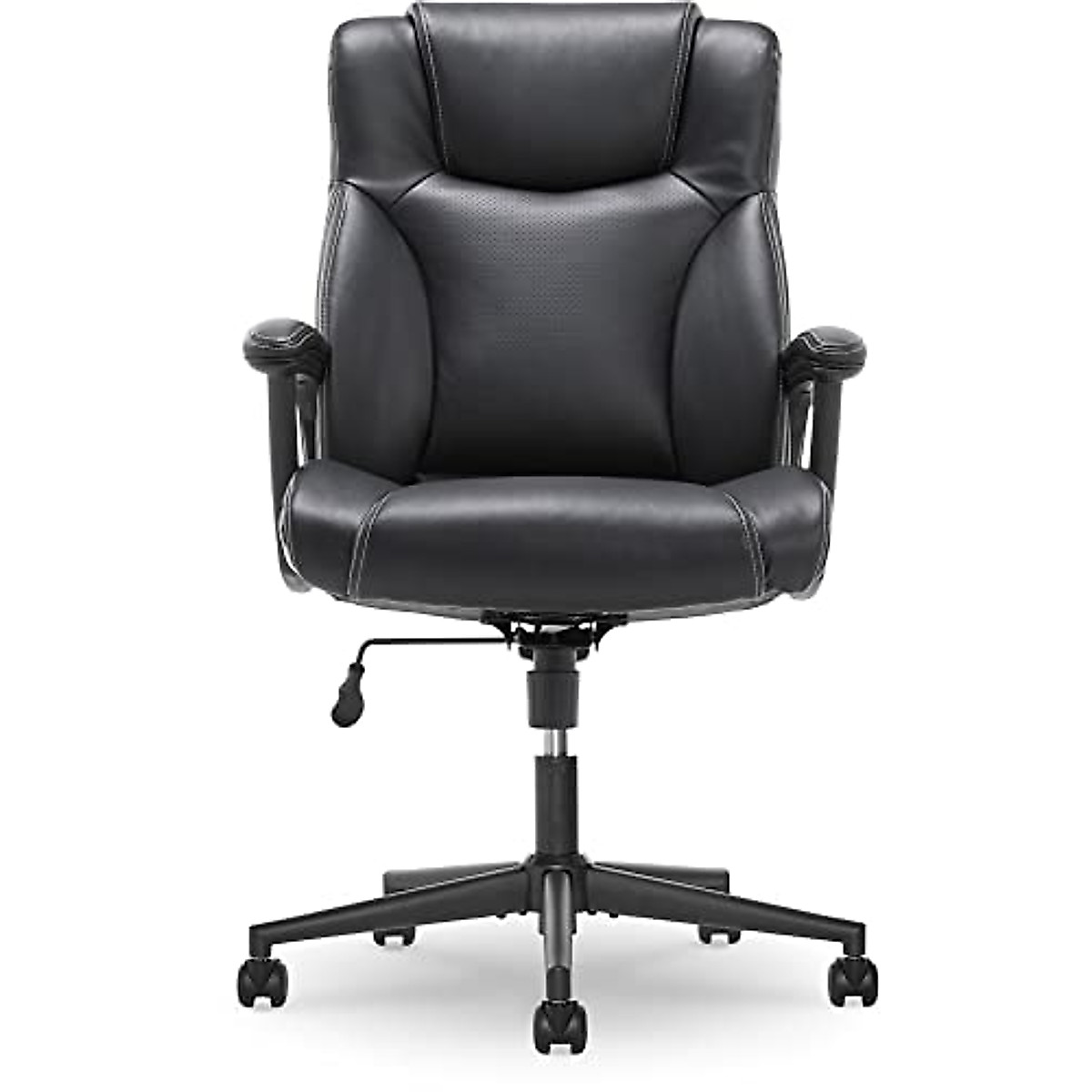 Serta Executive High Back Office Chair with Lumbar Support Ergonomic Upholstered Swivel Gaming Friendly Design, Bonded Leather, Black