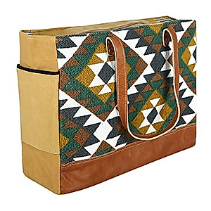 KPL Sel De Mer Upcycled Canvas and leather Hand Bag Cowhide Tote Bag shopping bag carry on leather bag