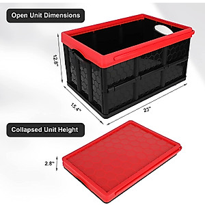 Astarama Foldable Storage Bins withLid, Stackable Storage Box with Removable Pulleys and Trolley, RetractableFoldable Storage Box (Black)