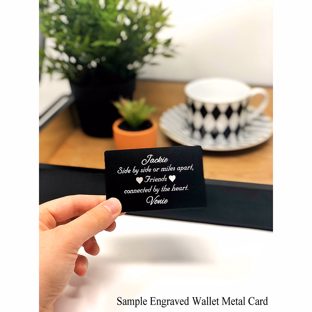 Personalized Message Text Engraved Metal Wallet Card,Wallet Inserts, Love Note, Deployment Card (Custom Quote)