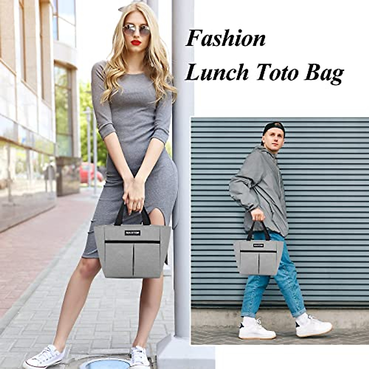 MAXTOP Lunch Bags for Women,Insulated Thermal Lunch Tote Bag,Lunch Box with Front Pocket for Office Work Picnic Shopping