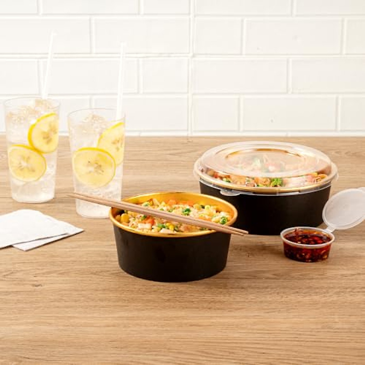 Restaurantware Foil Lux 25.3 OZ Take Out Container, 50 Insulated Foil Lining Food Container - Greaseproof, Stackable, Black Paper To Go Food Container, For Hot Or Cold Foods, Lids Sold Separately