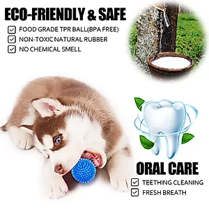 CHLEBEM Dog Balls Squeaky Small Dog Toys Puppy Toys Dog Chew Toy for Small Medium Dogs Interactive Durable Toys Chewing Cleaning Teeth Rubber Dog Ball Pet Teething