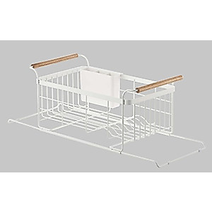 YAMAZAKI home 3108 Sink Dish Drainer Rack-Expandable Kitchen Drying Organizer Holder, One Size, White