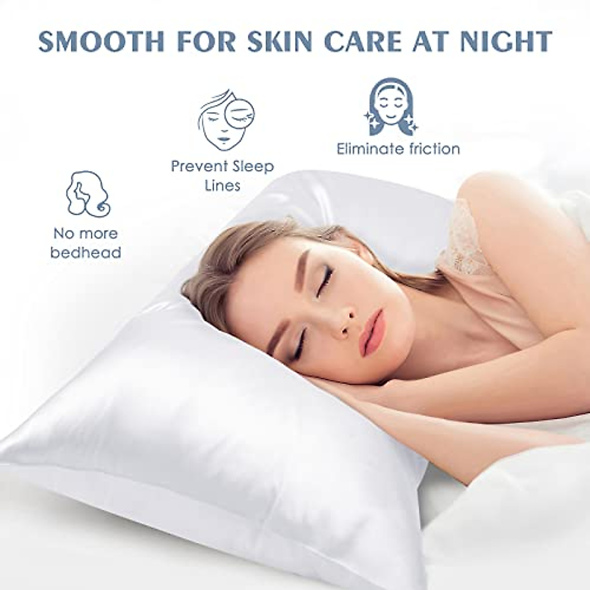 Silk Satin Body Pillow Pillowcase, Silky 20''x54'' Body Long Pillow case for Pregnant Women and Family, Hidden Zipper Closure, White, 1 Pack