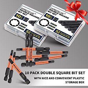 10-Pack 8 Point Star Bit - Professional 8 Point Torx Bit (Magnetic Heads & Hex Shank) - Double Square Bit Set Made of Premium S2 Alloy Steel - 8 Point Star Bit for Trailer - Sizes #1, #2 and #3