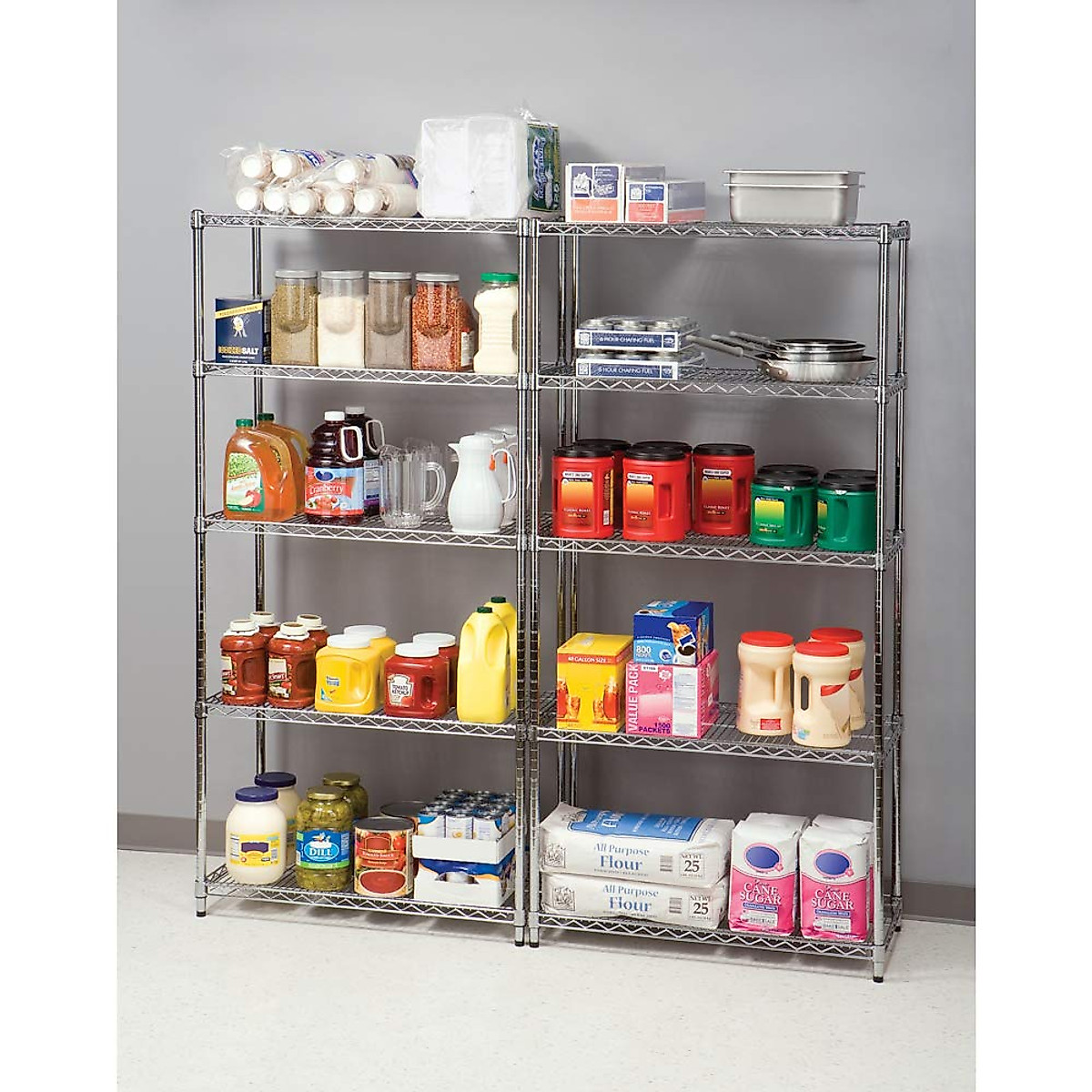 Seville Classics UltraDurable Commercial-Grade 5-Tier NSF-Certified Steel Wire Shelving with Wheels, 36" W x 18" D - Chrome