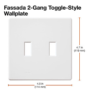 Lutron Fassada 2 Gang Wallplate for Toggle-Style Dimmers and Switches, FG-2-WH, White (1-Pack)