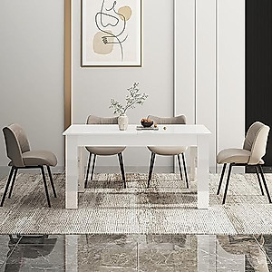 Fingertip WD Extendable Dining Table for 6-10 Person, Wooden Dining Room Table, Modern Extendable Table for Gatherings, Meeting for Small Kitchens, Dining Office Areas(White)