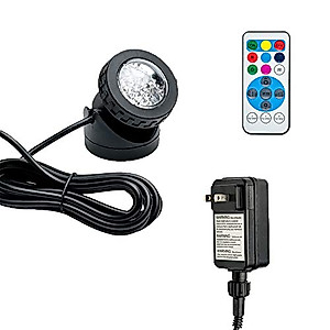 Outdoor Spot Light RGB Underwater Pond Lights Color Changing Fountain Light IP68 Waterproof Landscape Light Submersible Outdoor Garden House LED Colored Waterfall Lights with Timer, (Set of 1)
