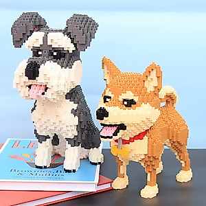 Building Block Animal Dog Schnauzers Tiny Mini Block Dogs Building Animal Set DIY 3D Block Toy Building Blocks for Kids Or Adult 2100 Pieces