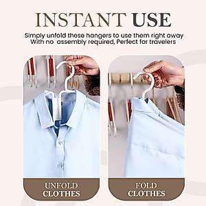 6 Pcs Portable Foldable Travel Hangers - Plastic Foldable Hangers with Lightweight, and Durable Plastic Hangers for Coats, Clothes, and Travel - 2 White, 2 Gray, 2 Apricot